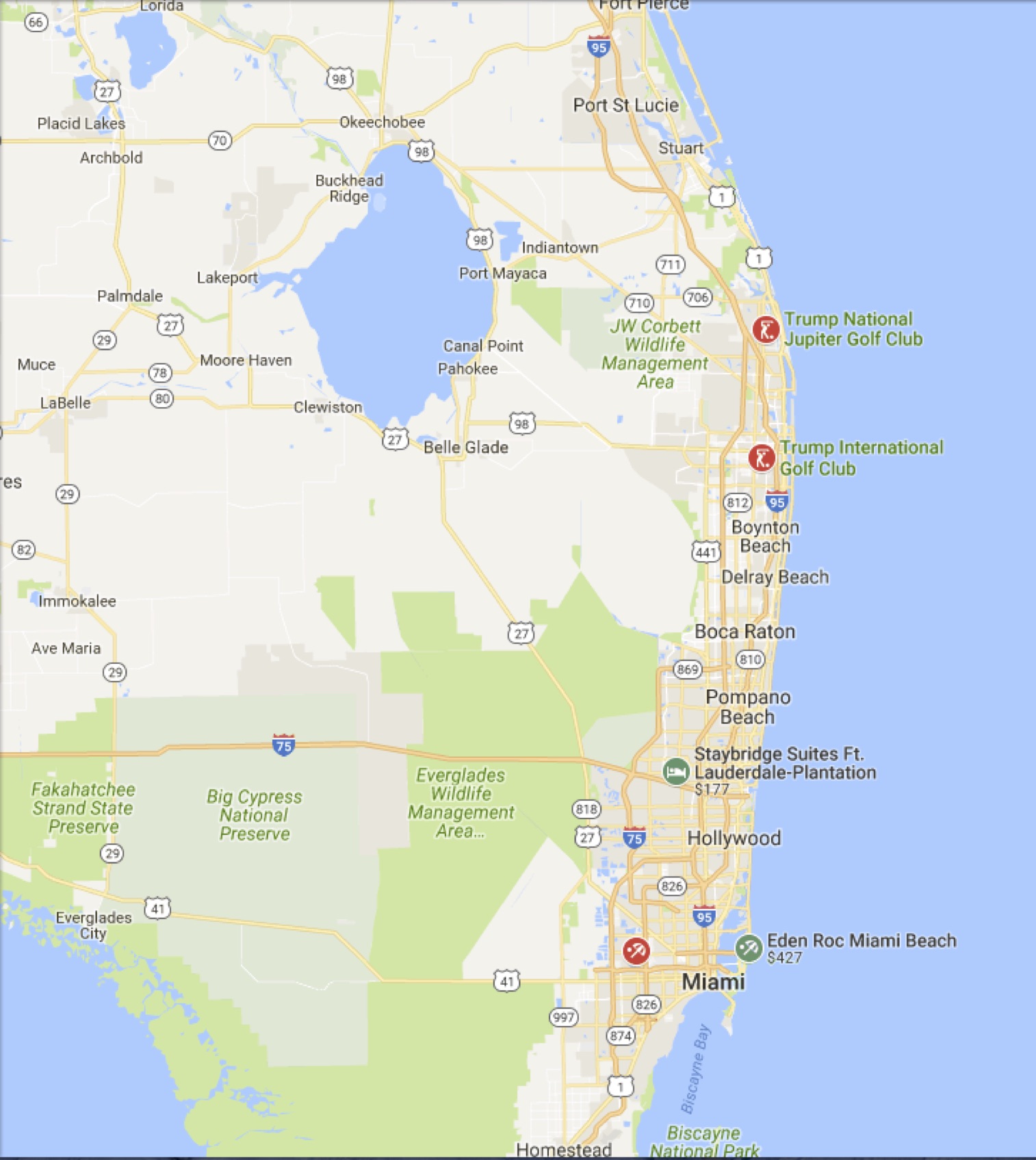 Map of Trump’s Three Florida Golf Properties – Election 2024: No Way ...